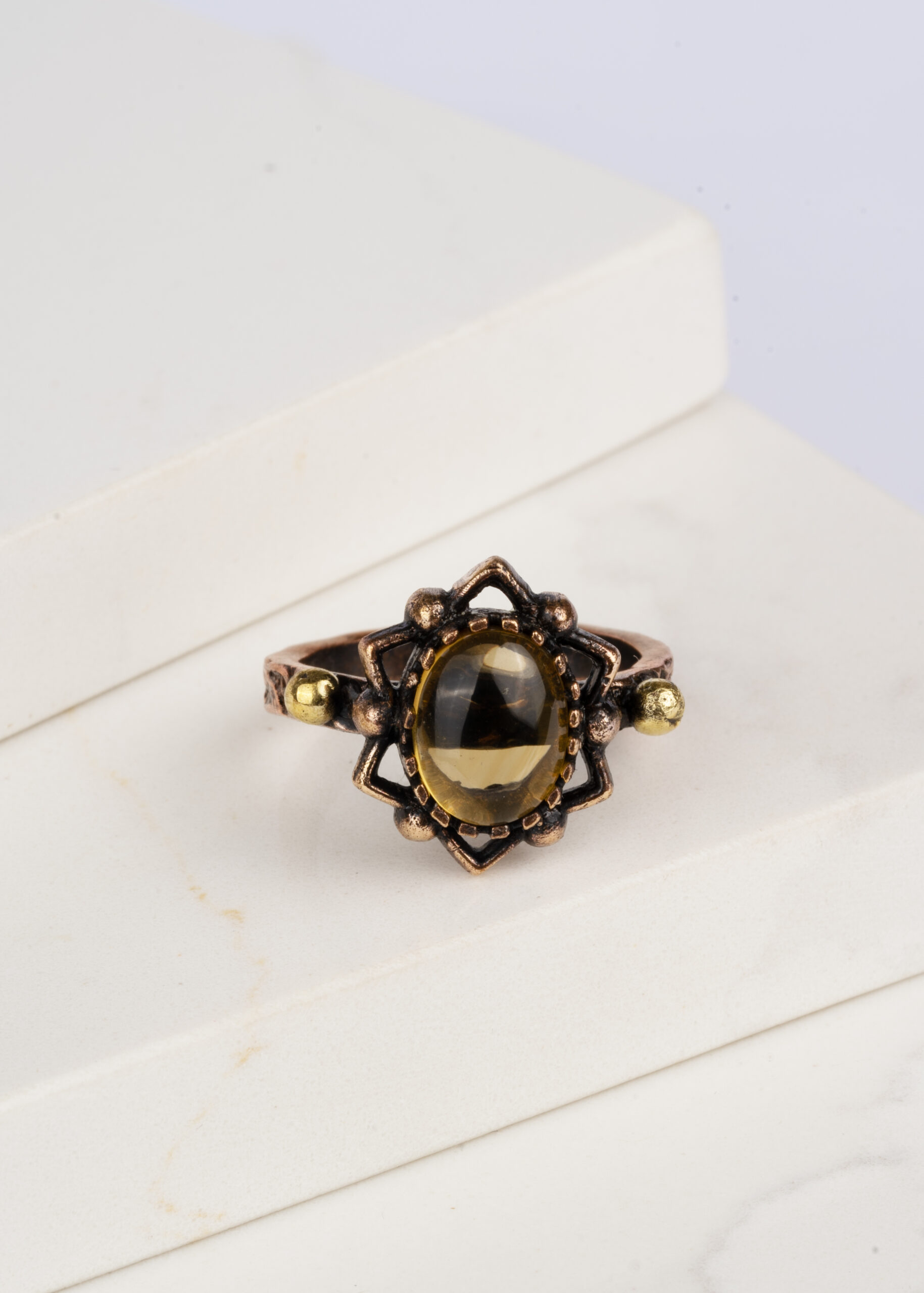 El İşçiliği Sitrin Bakır Yüzük – Mistik Stones